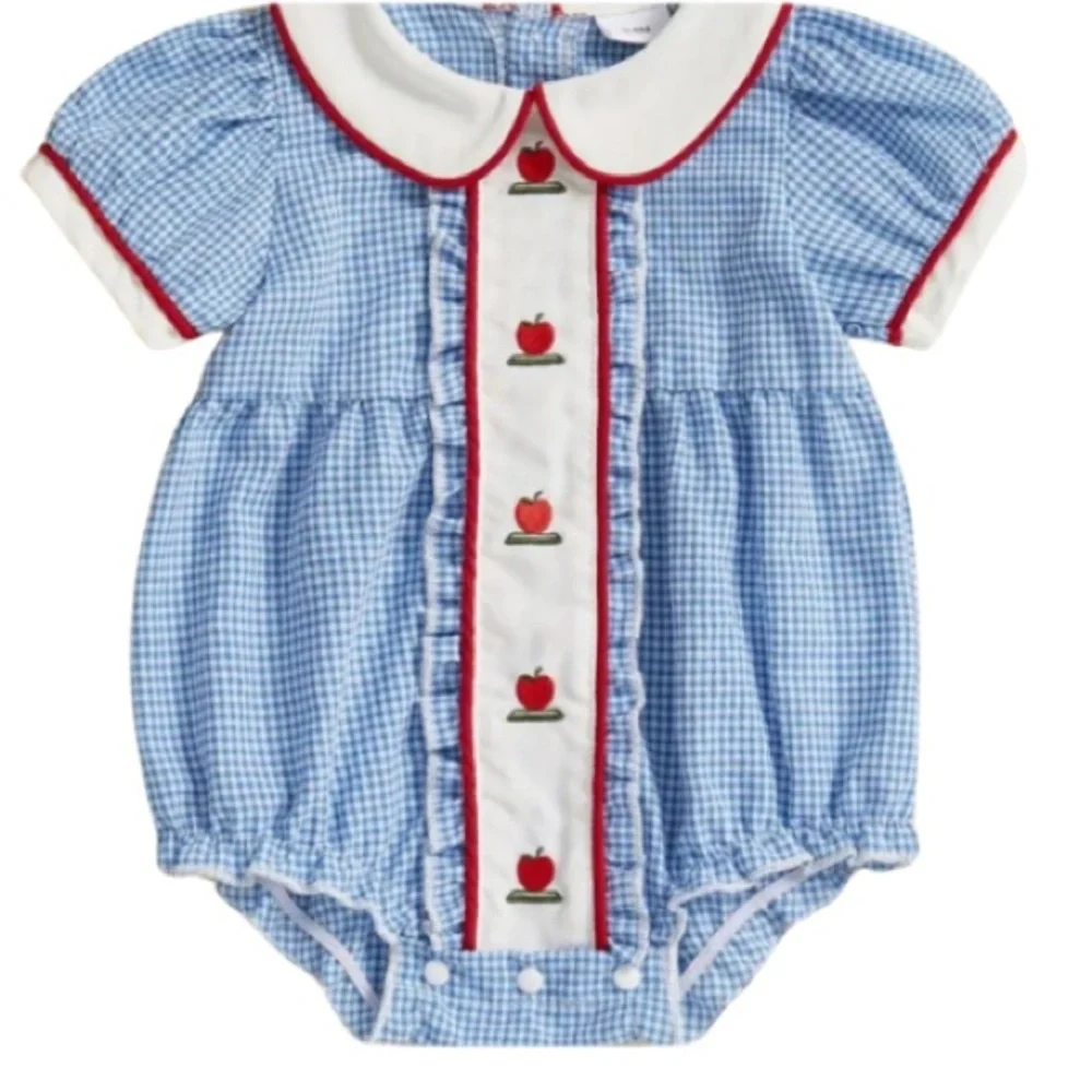 One Pieces | Blue Baby Romper With Apple Design 36 Months Vintage Peter ...